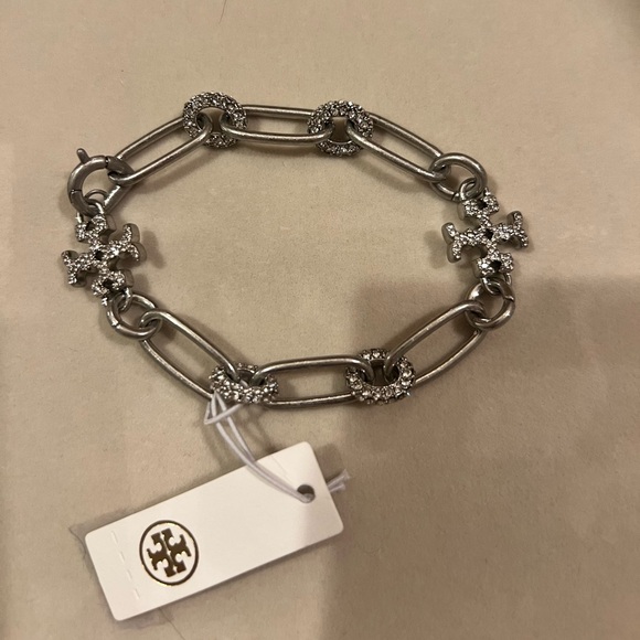 Tory Burch | Jewelry | Tory Burch Roxanne Crystal Logo Bracelet In ...